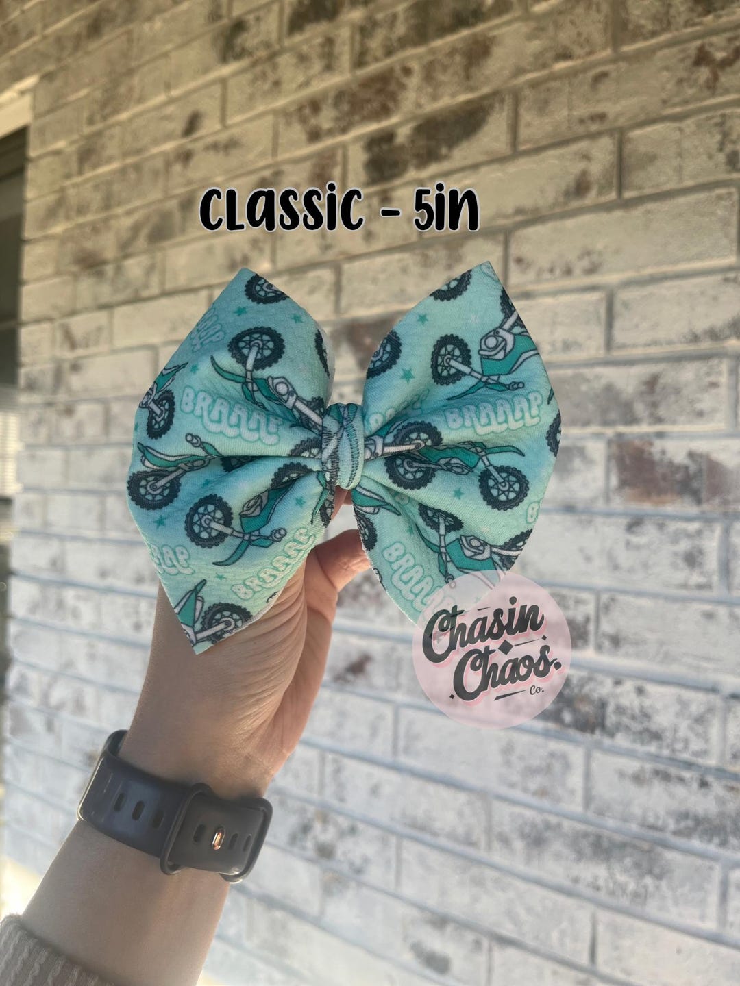 Dirt Bike Hair Bow: Blue Braaap Moto Bow for Toddler Girls, Baby ...