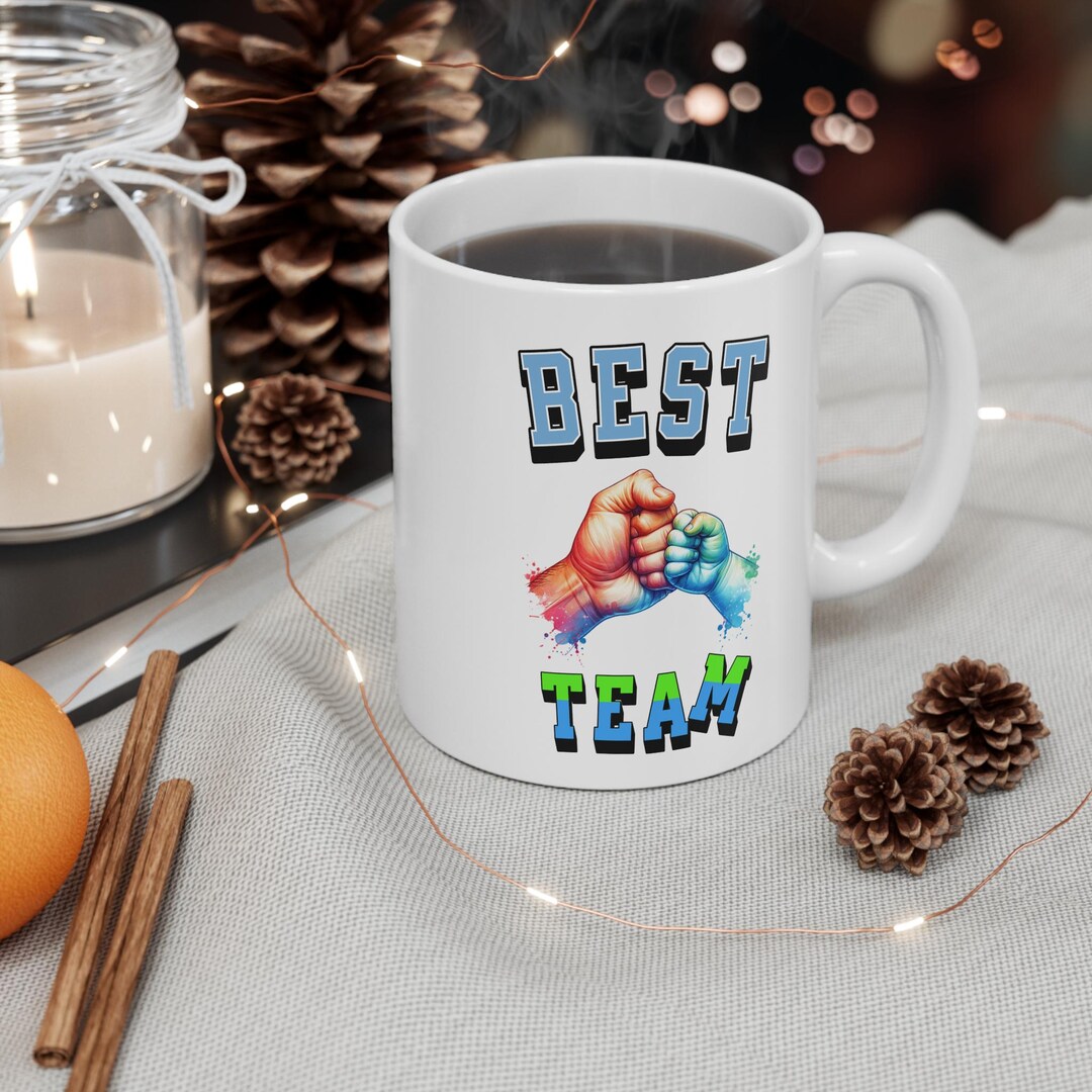 Teamwork Coffee Mug: Colorful Fist Bump Design, Office Gift - Etsy