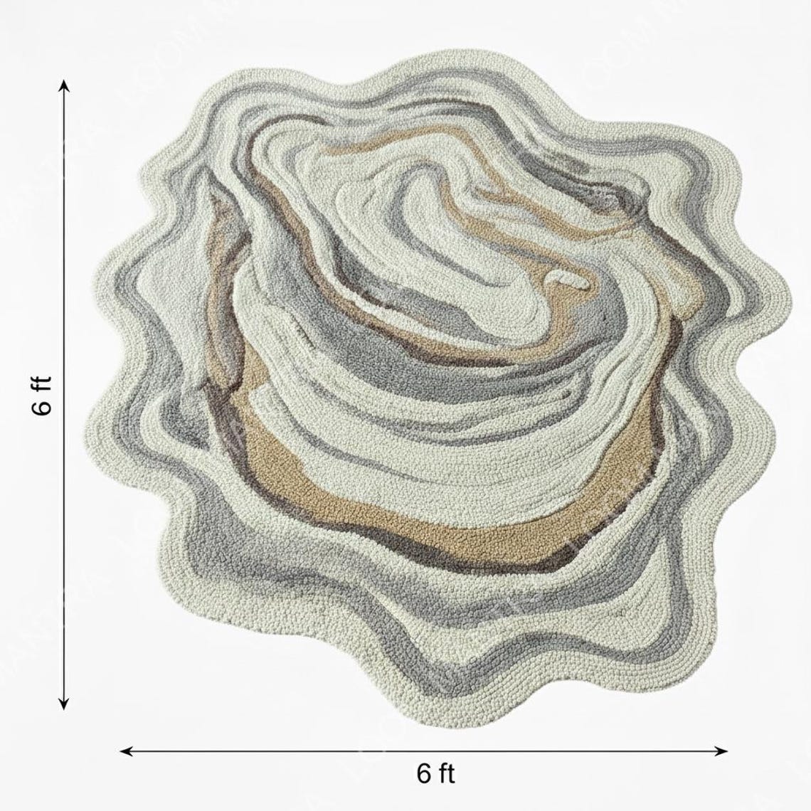 Hand Tufted Wool Rug, Organic Abstract Wave, Neutral Boho Decor - Etsy