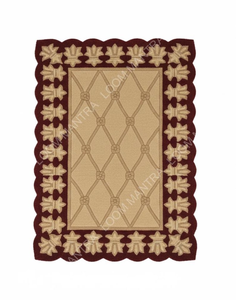 Hand Tufted Red and Beige Floral Border Area Rug, Elegant Soft Indoor ...