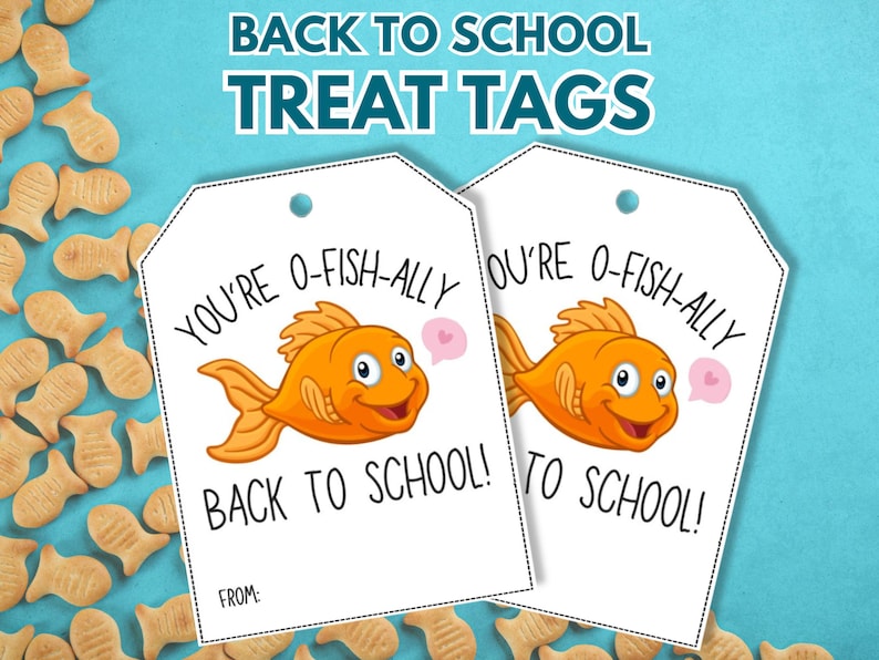 Back to School Fish Treat Bag Tags: Printable Classroom Gift (PDF ...