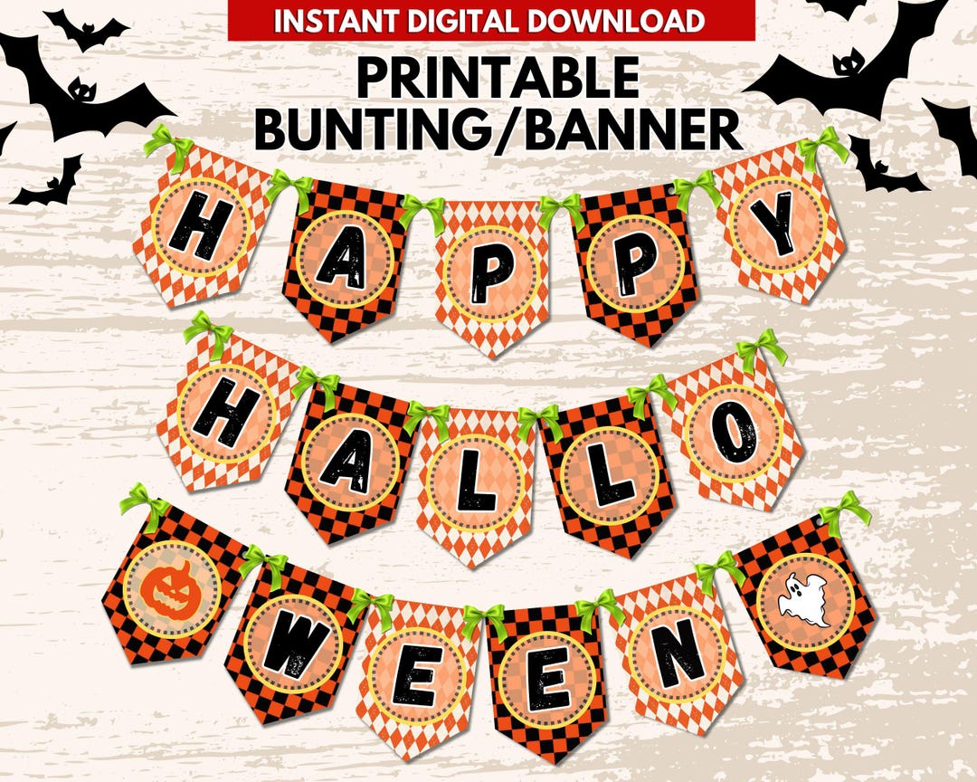 Printable Halloween Banner Bunting, Haunted Party Decor, Happy ...