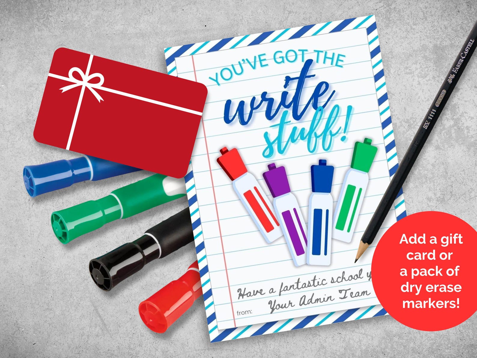 Printable Teacher Appreciation Gift Tag, Dry Erase Marker Card, You've ...