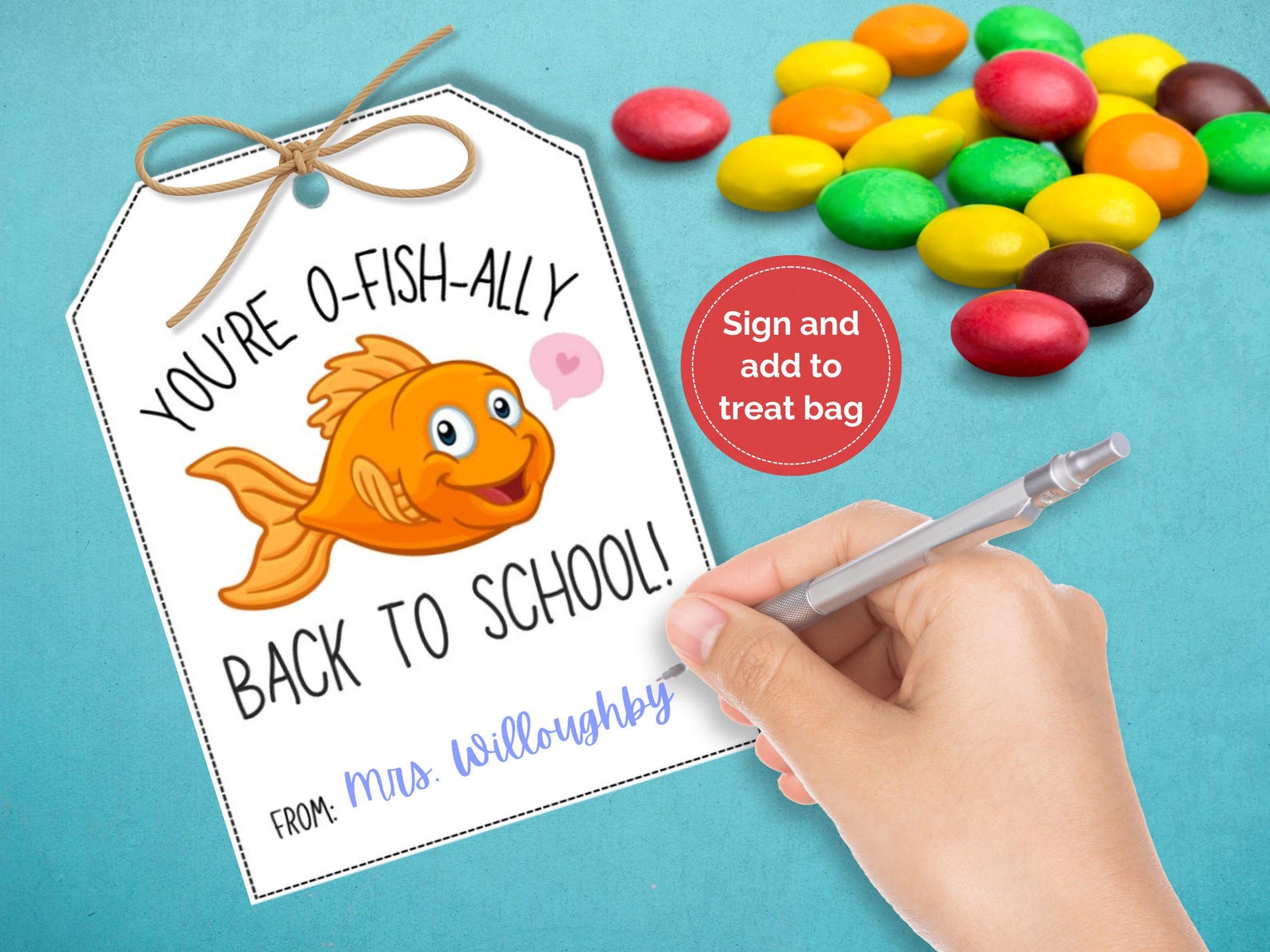 Back to School Fish Treat Bag Tags: Printable Classroom Gift (PDF ...