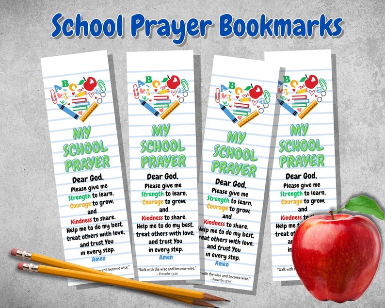 Printable Back to School Prayer Bookmark, First Day of School Student ...