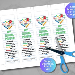 Printable Back to School Prayer Bookmark, First Day of School Student ...