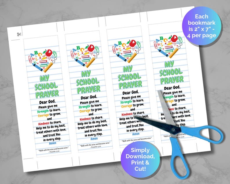 Printable Back to School Prayer Bookmark, First Day of School Student ...