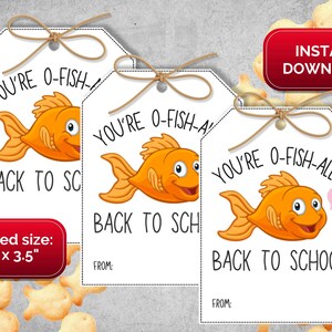 Back to School Fish Treat Bag Tags: Printable Classroom Gift (PDF ...