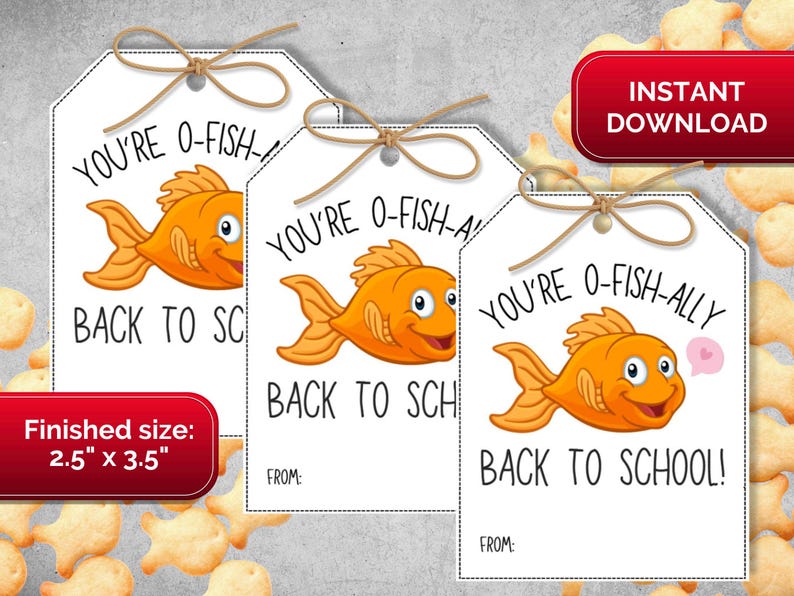 Back to School Fish Treat Bag Tags: Printable Classroom Gift (PDF ...