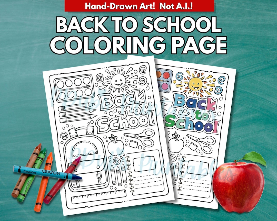 Back to School Coloring Page: Hand-drawn Classroom Activity (PDF ...