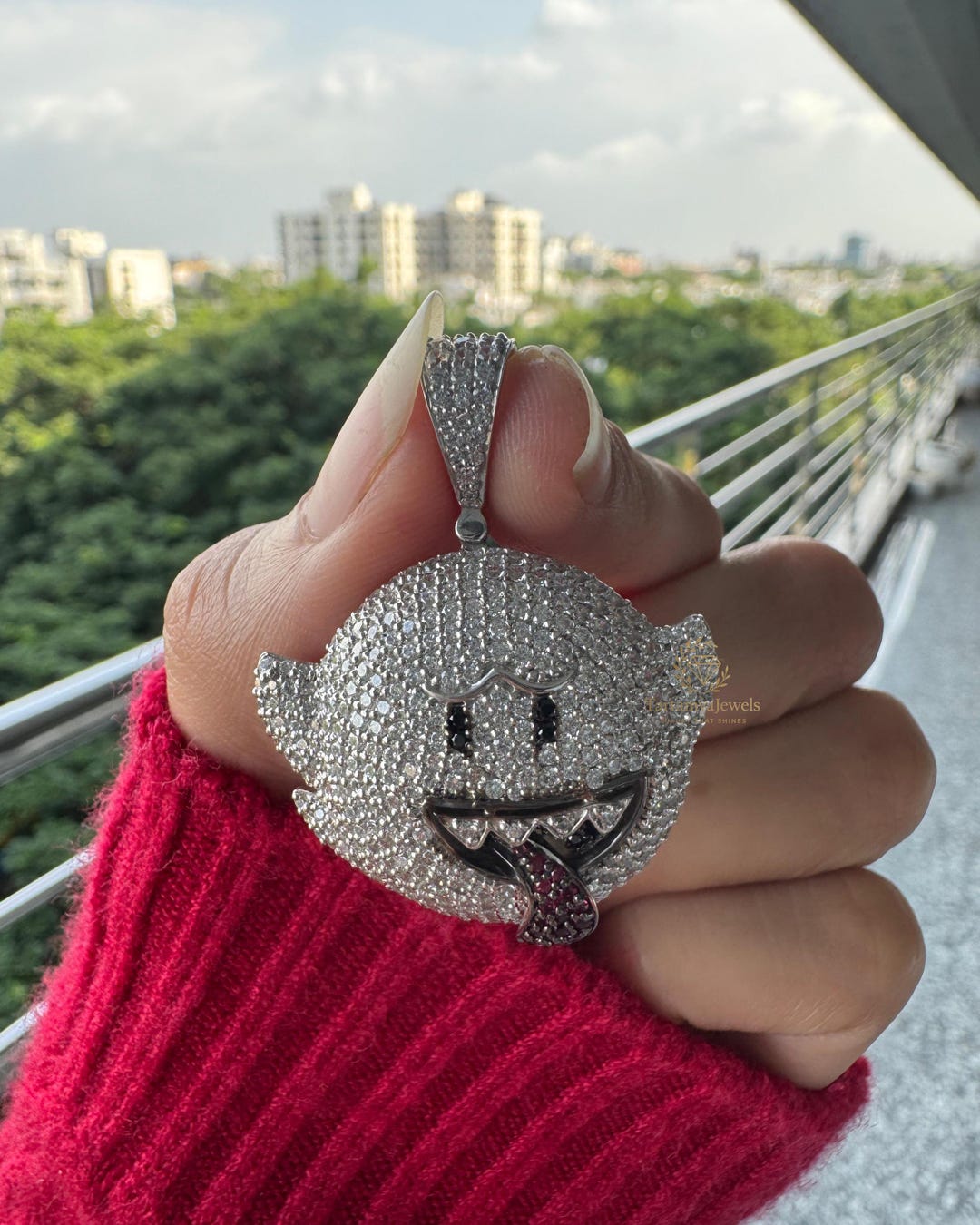 Funny Smiley Face Hip Hop Pendant Custom Made Iced Out Moissanite ...