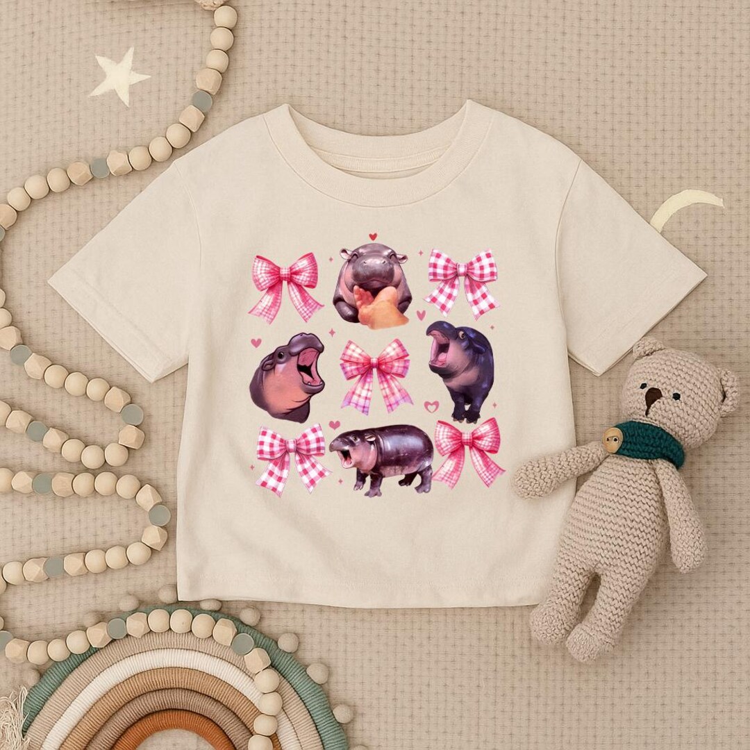Cute Modeng Hippo Toddler Shirt, Pink Bow Infant Shirt, Funny Modeng ...
