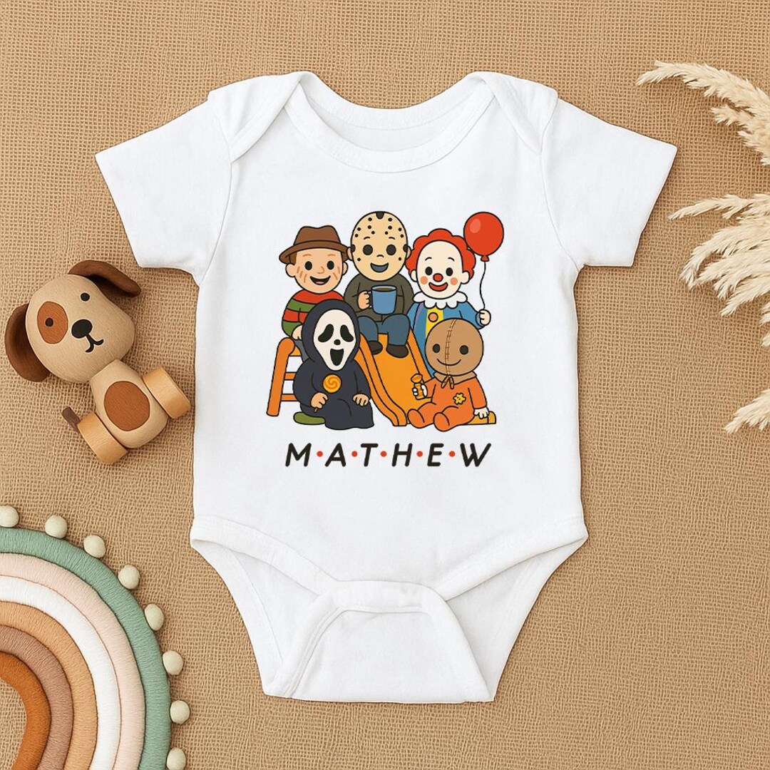 Funny Scary Characters Baby Bodysuit, Custom Spooky Killer Baby Outfit ...