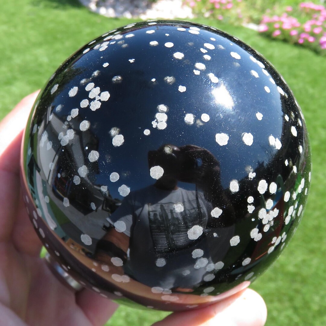 Huge Snowflake Obsidian Sphere – 1.25kg – Polished Natural Mexican ...