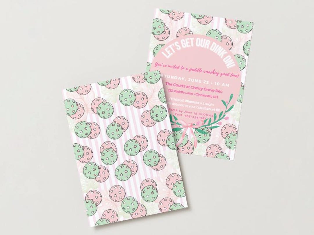 Editable Pickleball Invitation | Canva Template | Pink Paddle Party ...