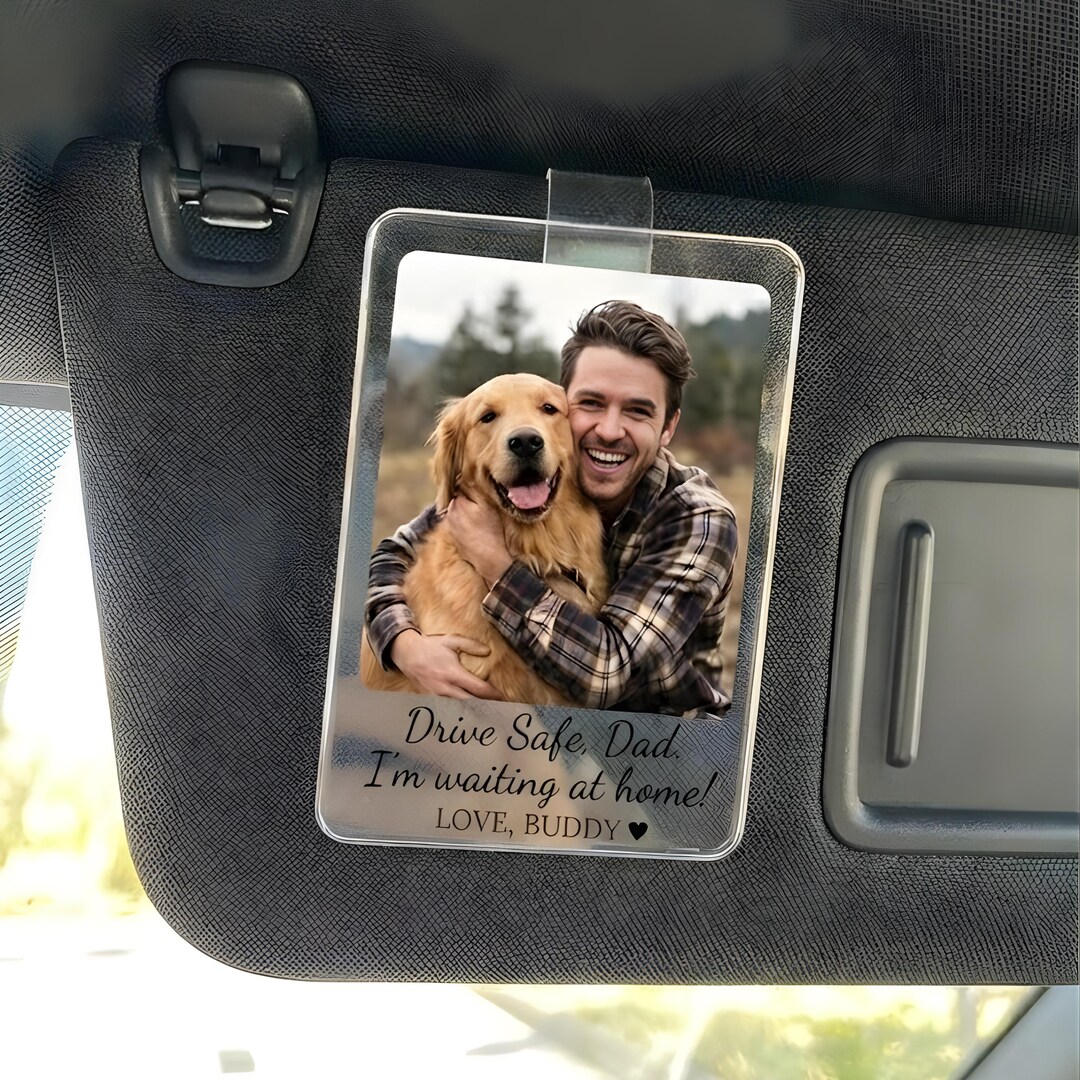Custom Dog Acrylic Visor Decor, Drive Safe Dad Visor Clip Personalized ...
