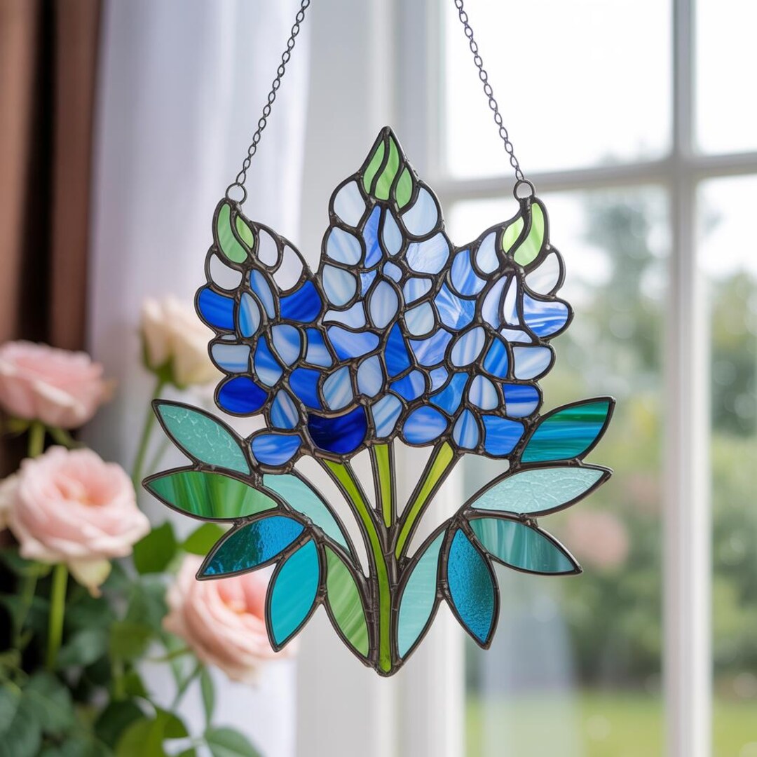 Bluebonnet Flower Acrylic Suncatcher, Texas Wildflower Window Hanging ...