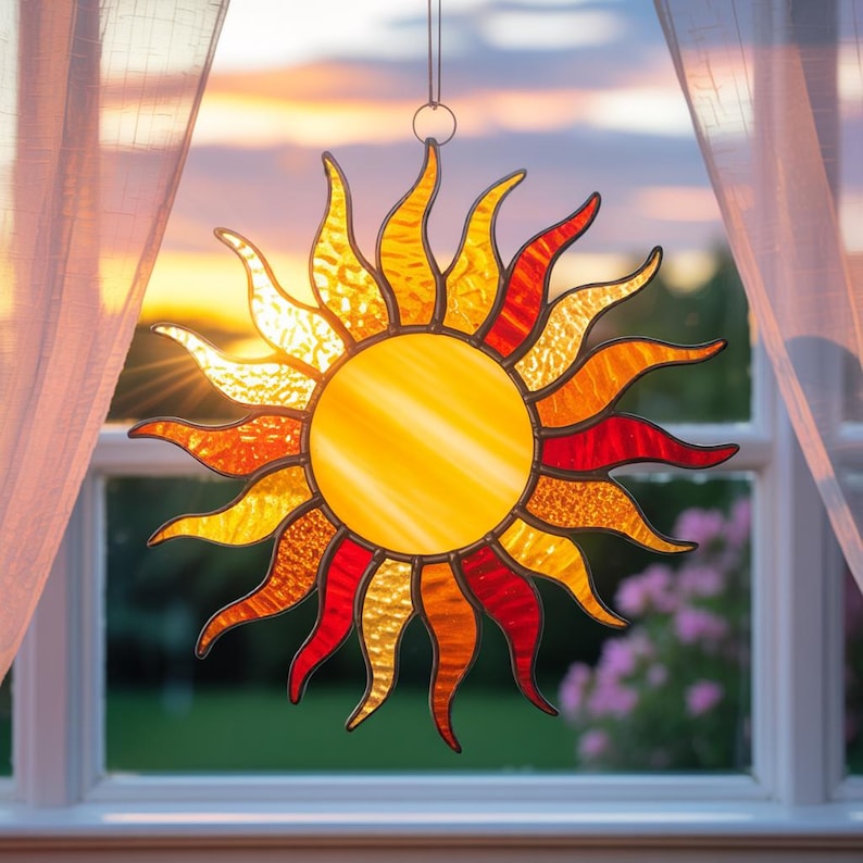 Sun Acrylic Suncatcher, Celestial Sunburst Window Hanging, Spiritual ...
