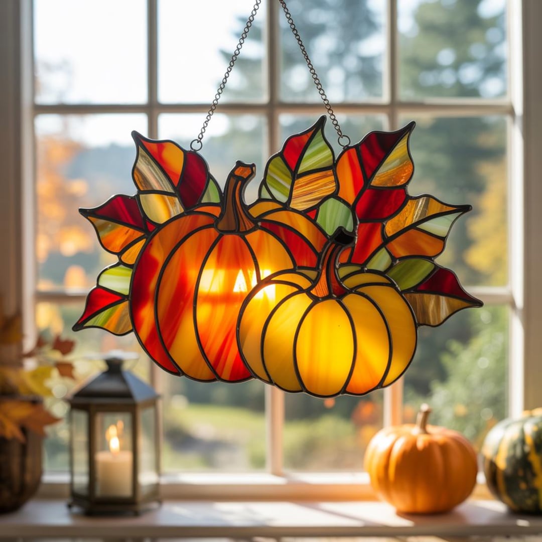 Pumpkin Acrylic Suncatcher, Fall Window Hanging Decor, Halloween Autumn ...