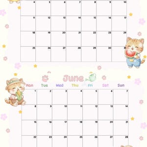 Cute Cat 2026 Calendar A5 Printable | Cozy Seasonal Cat Planner ...