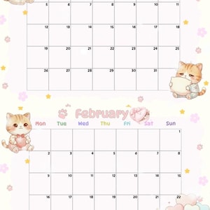 Cute Cat 2026 Calendar A5 Printable | Cozy Seasonal Cat Planner ...