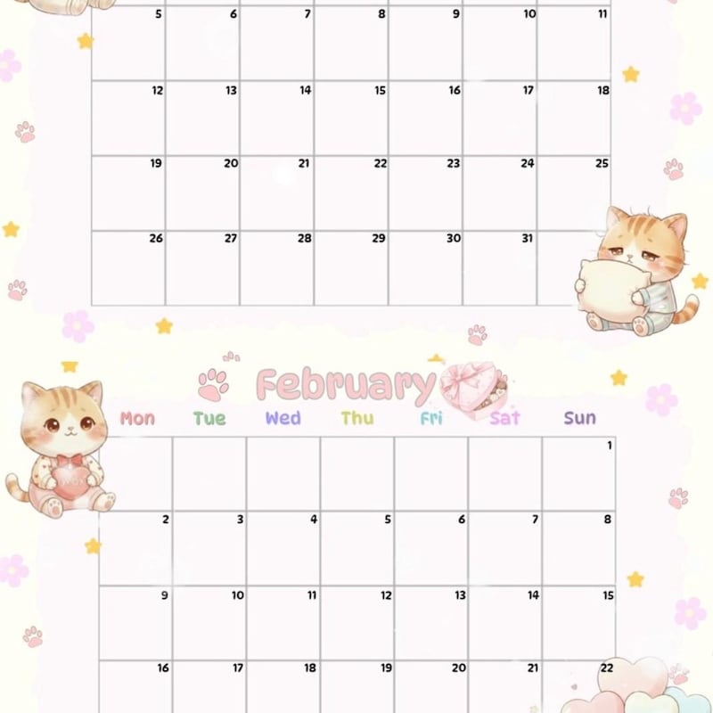 Cute Cat Calendar - Etsy UK