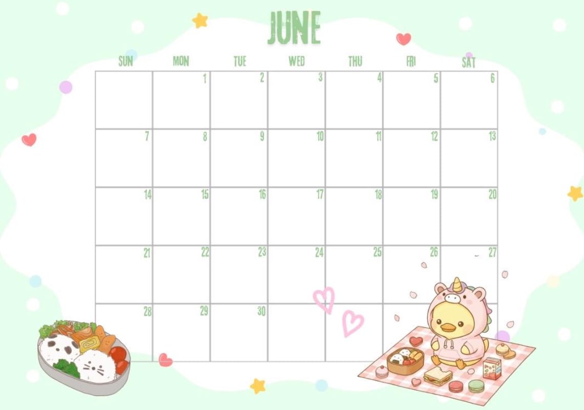 A5 Kawaii 2026 Calendar Printable – Cute Pastel Monthly Planner, 12 ...