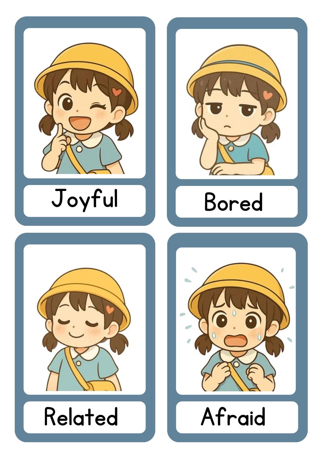 Kawaii Feeling & Emotion Flashcards for Kids | Cute Japanese Style ...