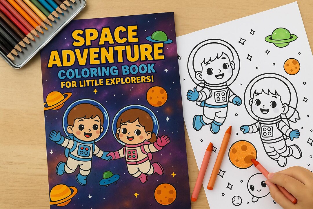 Space Adventure Coloring Book: Astronauts, Aliens, Rockets (printable ...