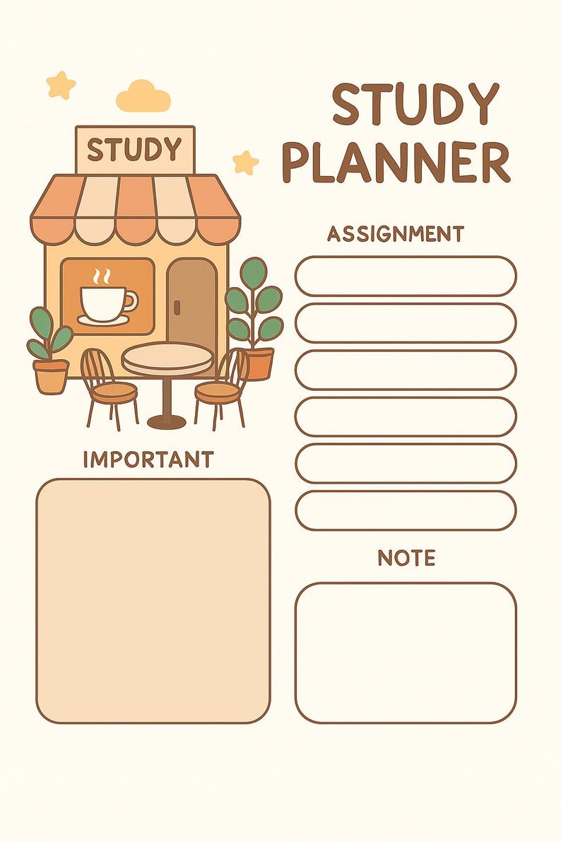 Cozy Café Printable Planner | 10‑page Pastel School & Diary PDF | Study ...