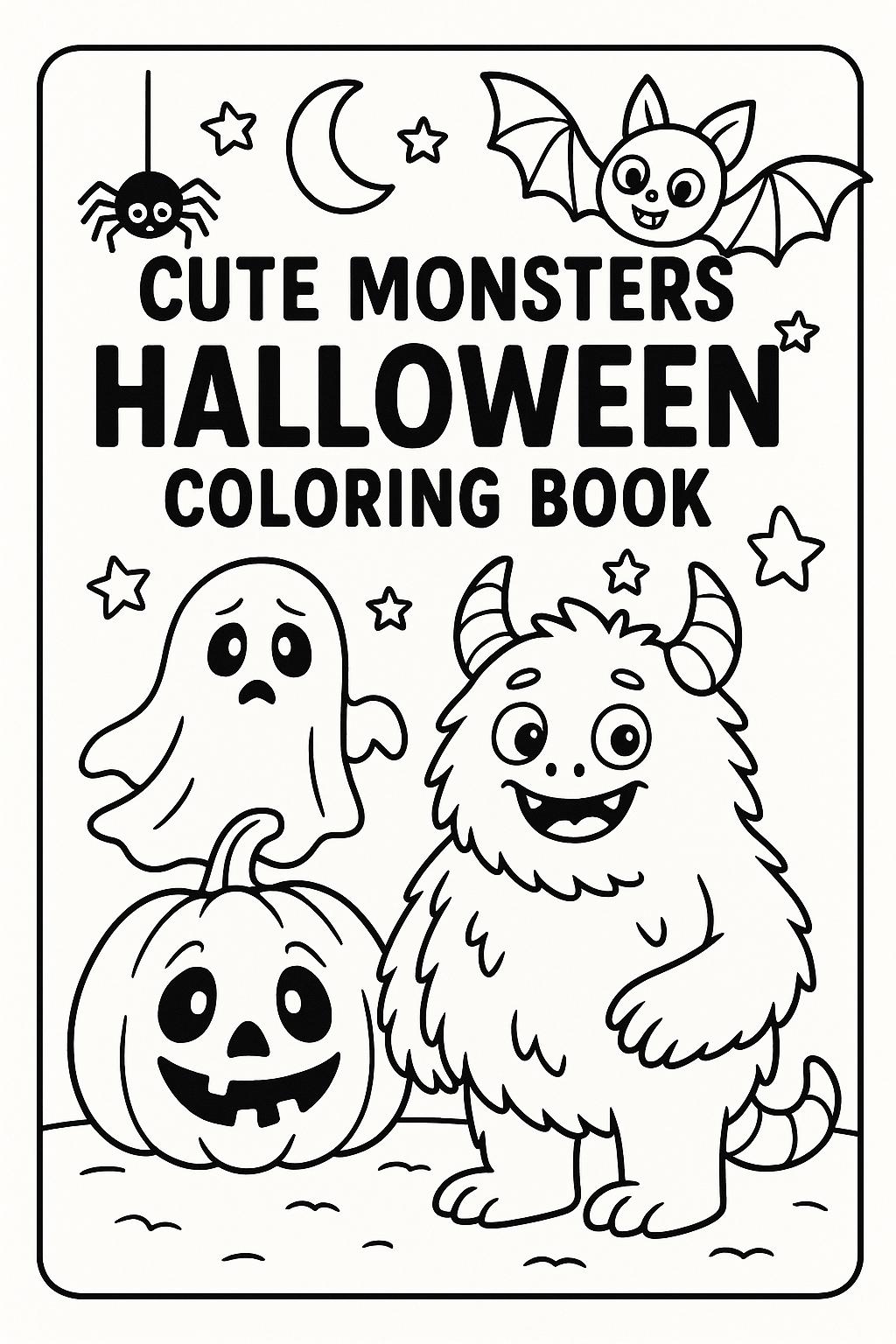 Cute Monsters Halloween Coloring Book for Kids – Fun Printable Activity ...