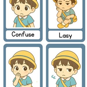 Kawaii Feeling & Emotion Flashcards for Kids | Cute Japanese Style ...