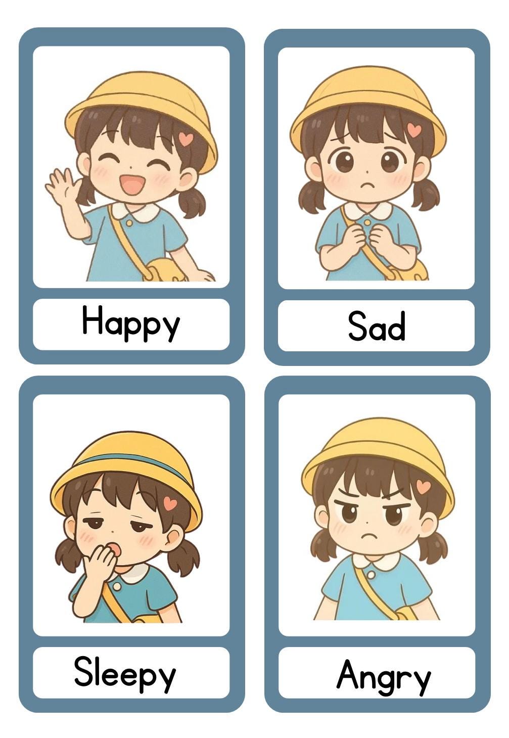 Kawaii Feeling & Emotion Flashcards for Kids | Cute Japanese Style ...