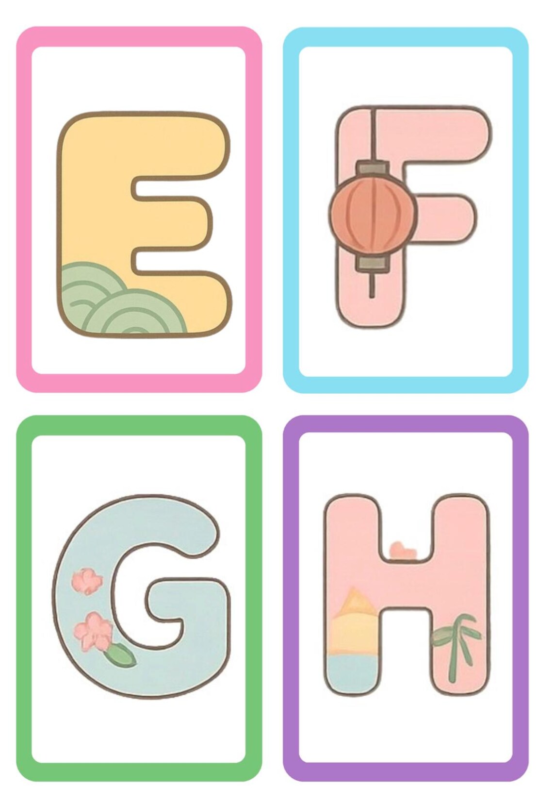 Kawaii A-Z Alphabet Flashcards – Japanese Pastel Style | Printable ...