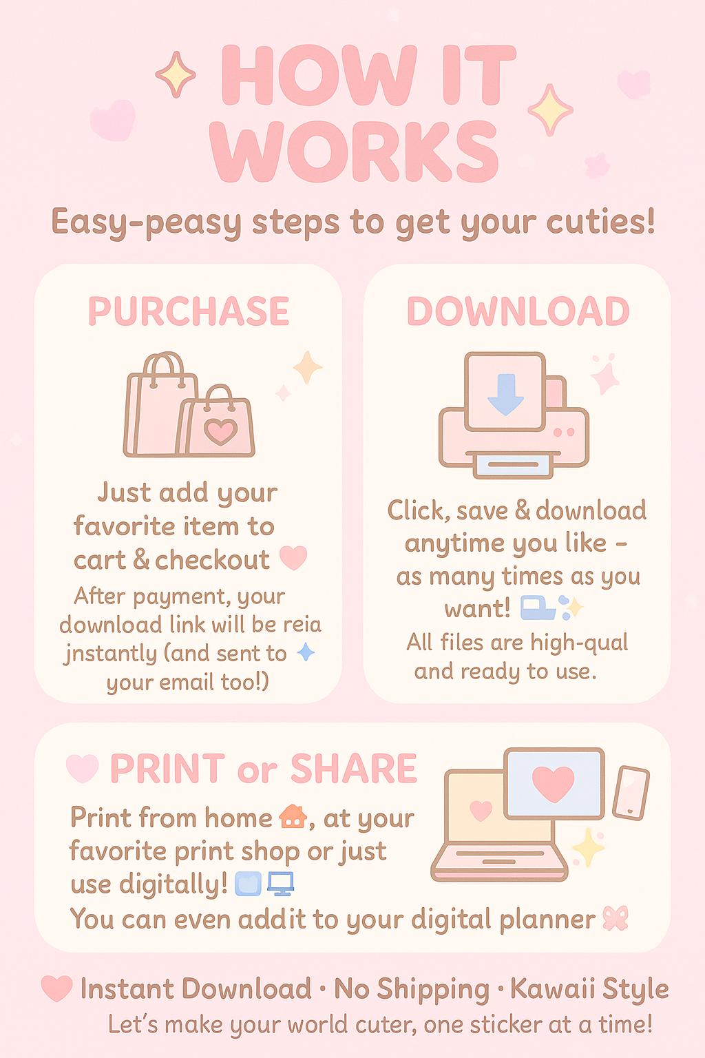 Kawaii Pastel Notepad Printable – Cute Girl & Sweets 4-up A4 PDF | DIY ...