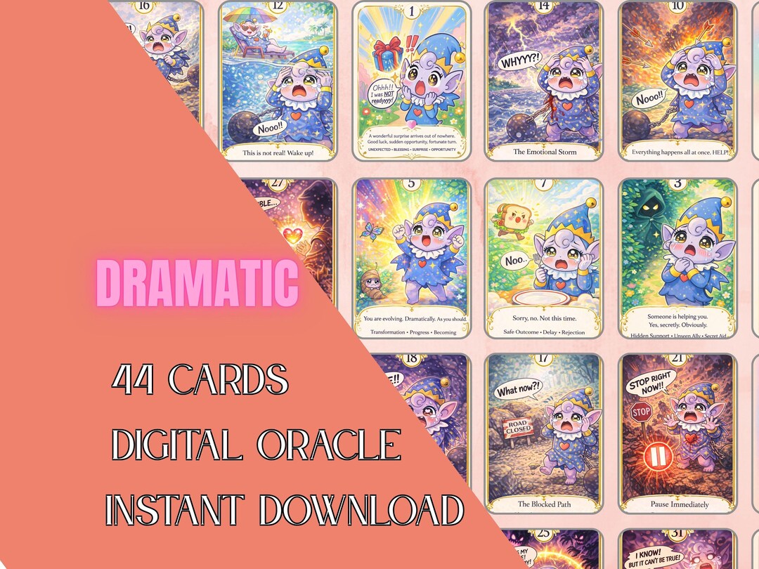 Unique Dramatic Oracle Deck Digital, Artistic Mystic Fantasy Cards for ...