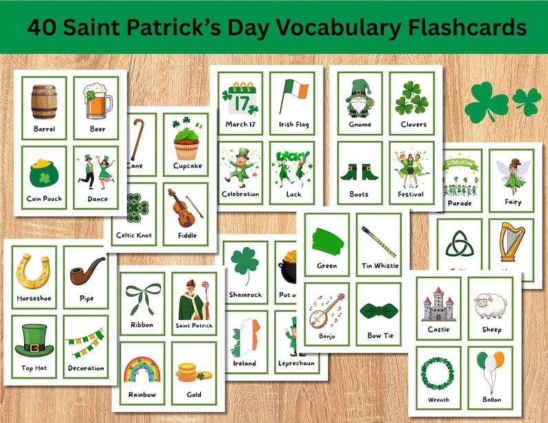 Irish Culture Flashcards, Printable St. Patrick’s Vocabulary Flashcards ...