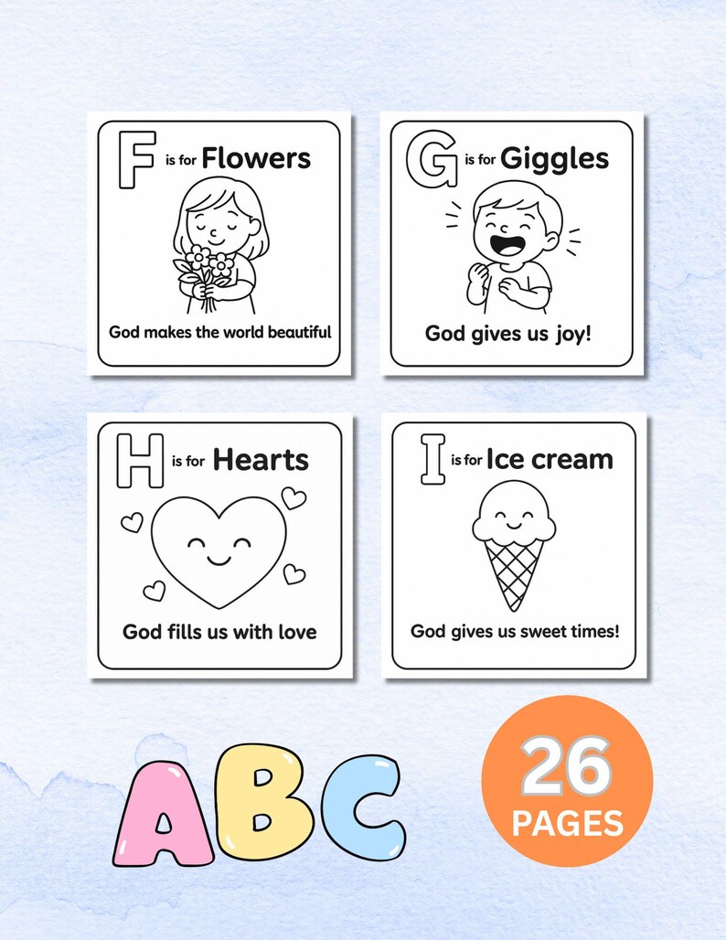 ABC Bible Coloring Pages, Christian Alphabet A to Z Printable for Kids ...