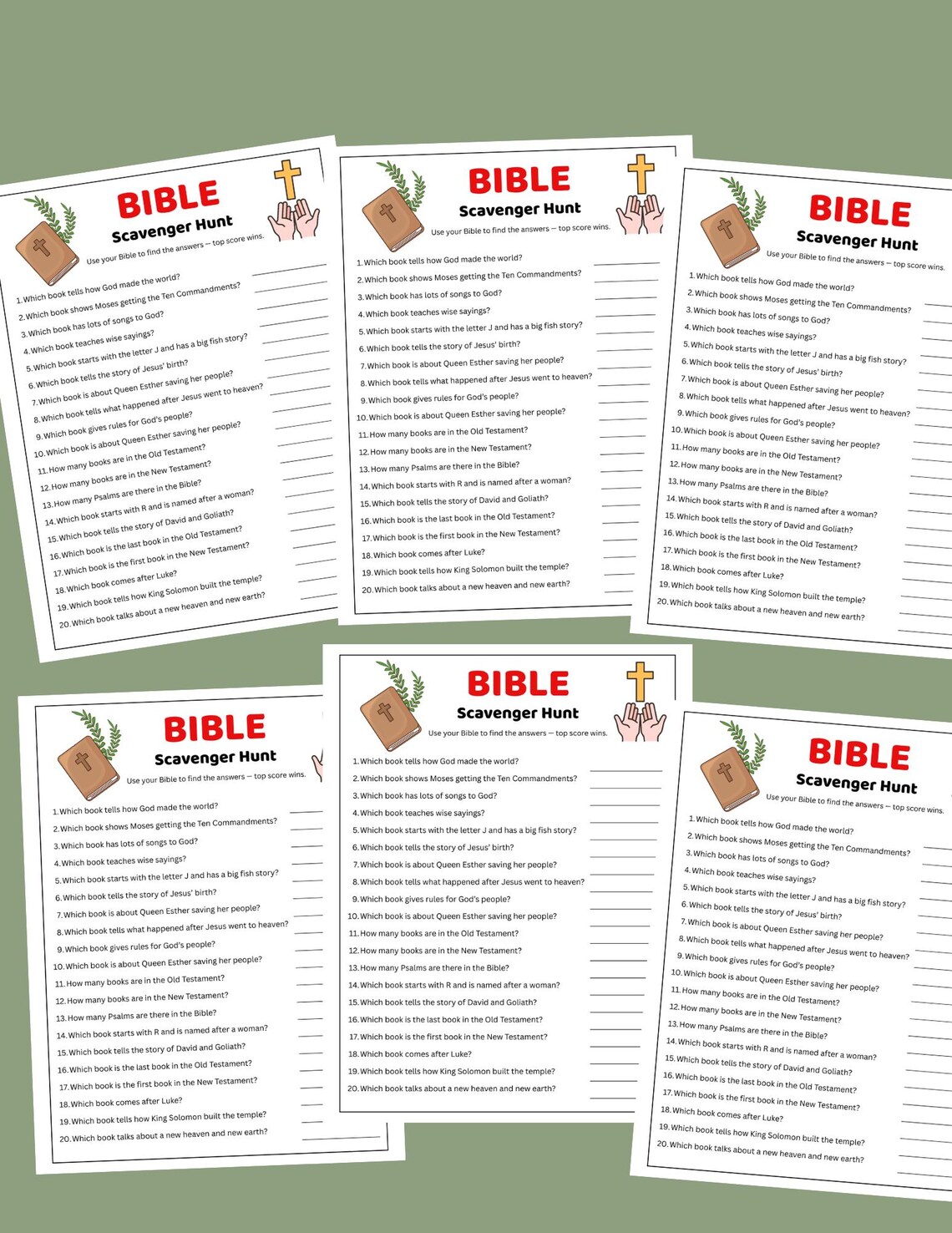 Bible Scavenger Hunt Printable, Bible Games, Christian Group Activity ...
