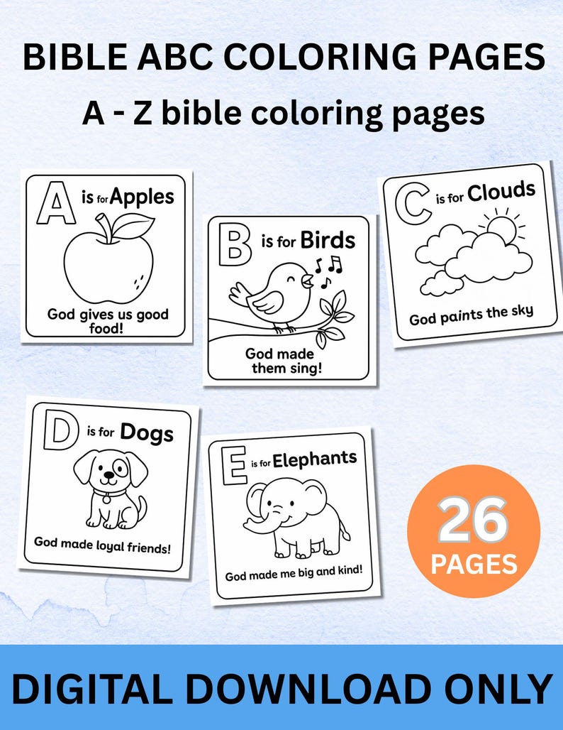 ABC Bible Coloring Pages, Christian Alphabet A to Z Printable for Kids ...