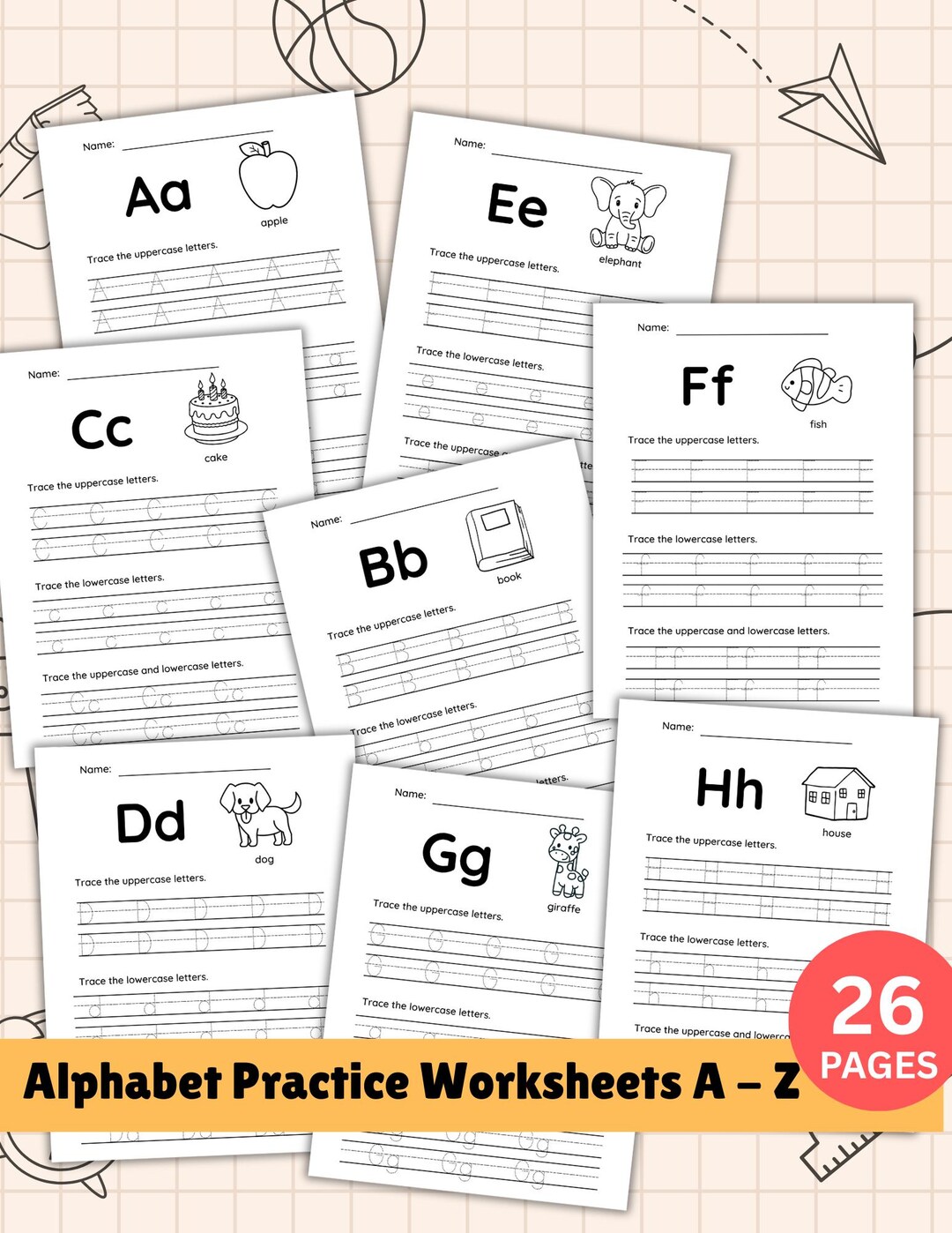 ABC Tracing Worksheets for Kids – A–Z Printable Handwriting Practice ...