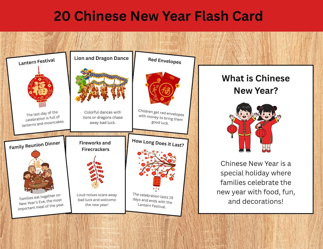 Chinese New Year Fact Cards Printable, Lunar New Year Flashcards PDF ...