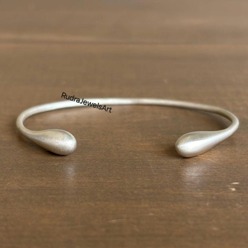 Matte 925 Silver Bangle - Etsy
