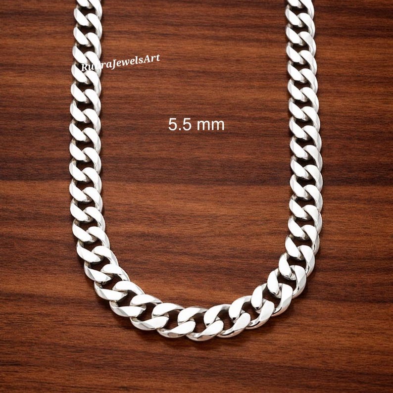 925 Sterling Silver Cuban Chain Necklace, Men Women Curb Chain, 2mm–8 ...
