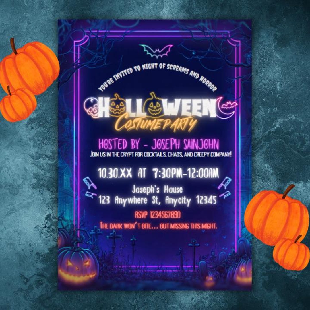 Editable Halloween Costume Party Invitation (digital Download) - Etsy