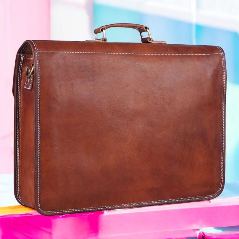 Handmade Full-grain Leather Laptop Messenger Bag: Rustic Vintage ...
