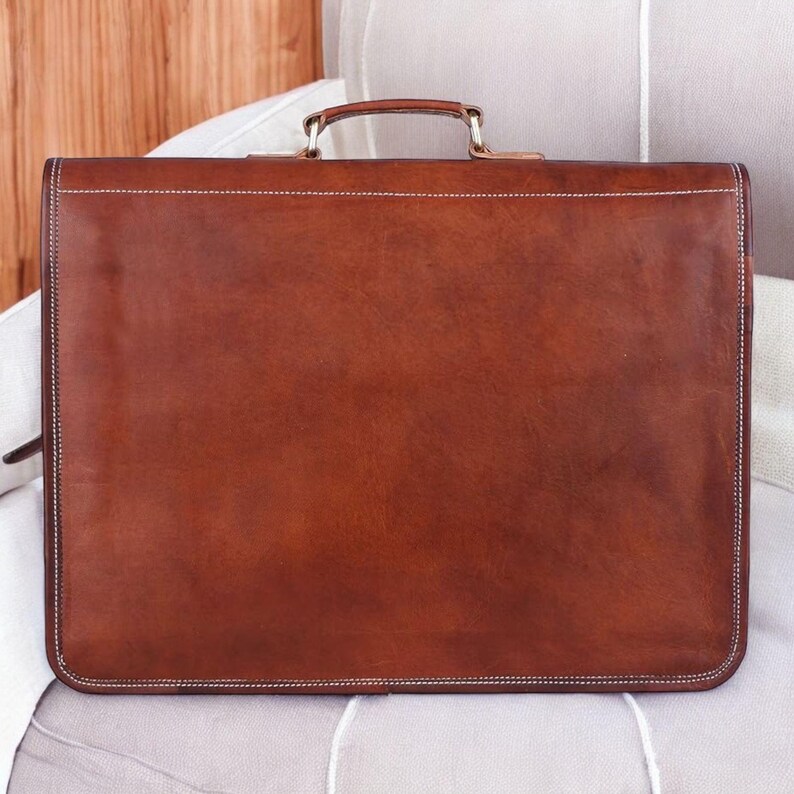 Handmade Full-grain Leather Laptop Messenger Bag: Rustic Vintage ...