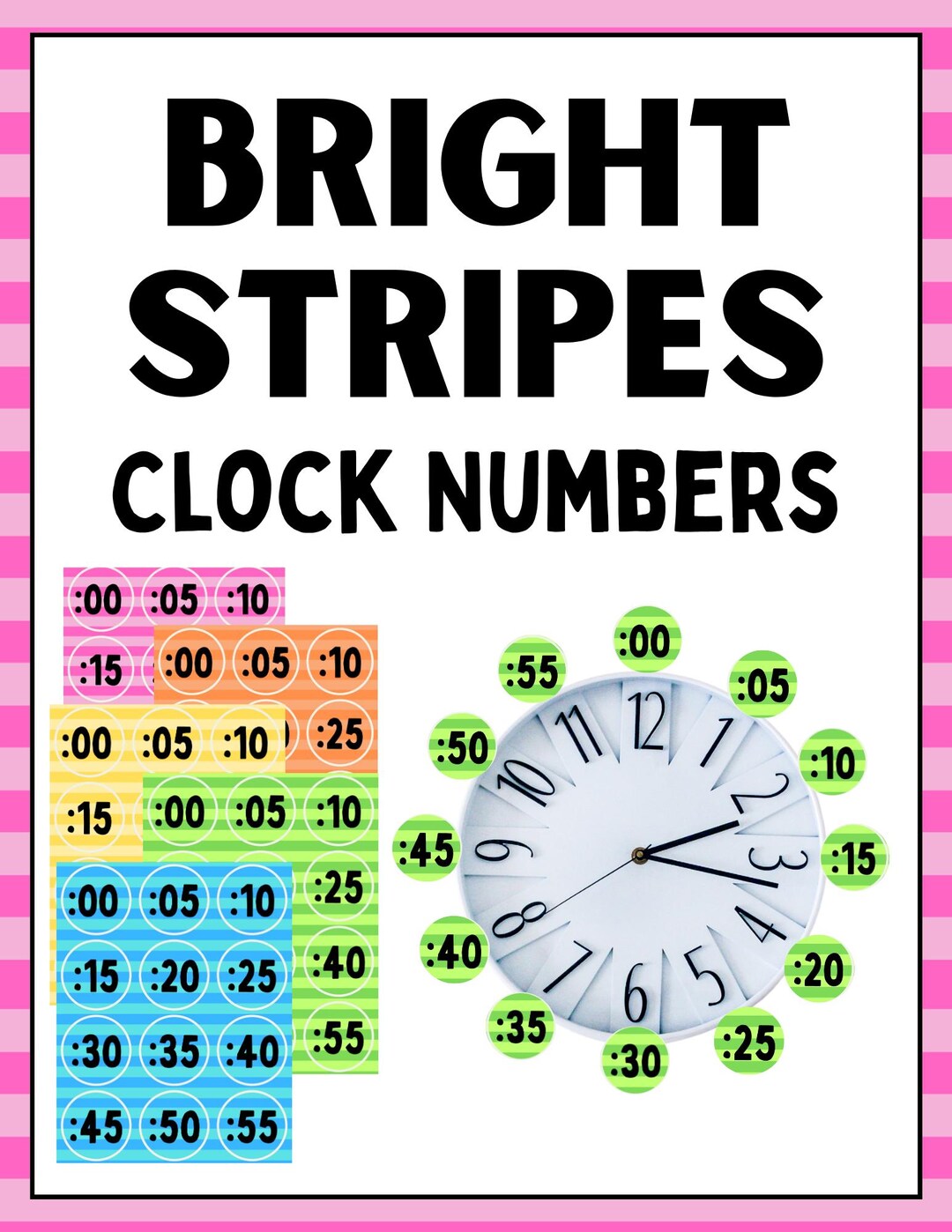 Bright Stripes Clock Numbers - Etsy