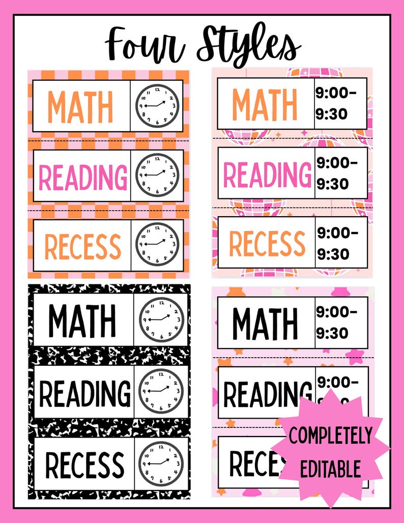 EDITABLE Classroom Schedule Cards - Etsy