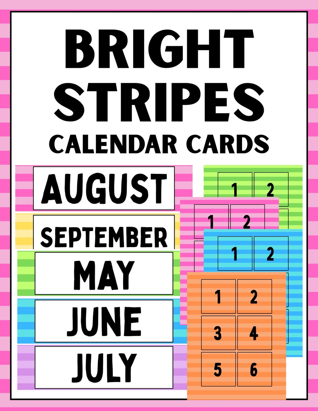 Bright Stripes Calendar Cards - Etsy